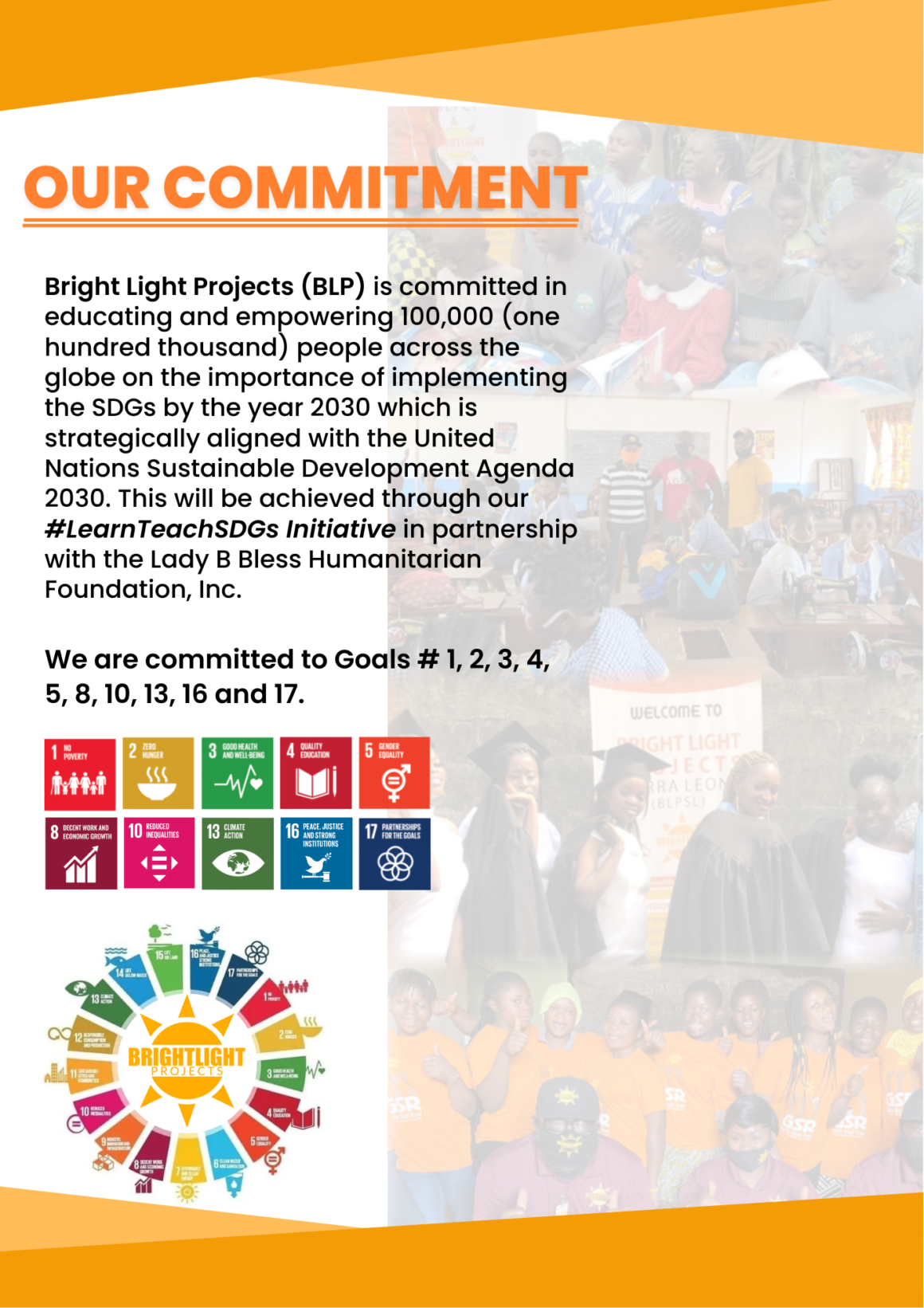 BLP SDGs Commitment Document - Bright Light Projects